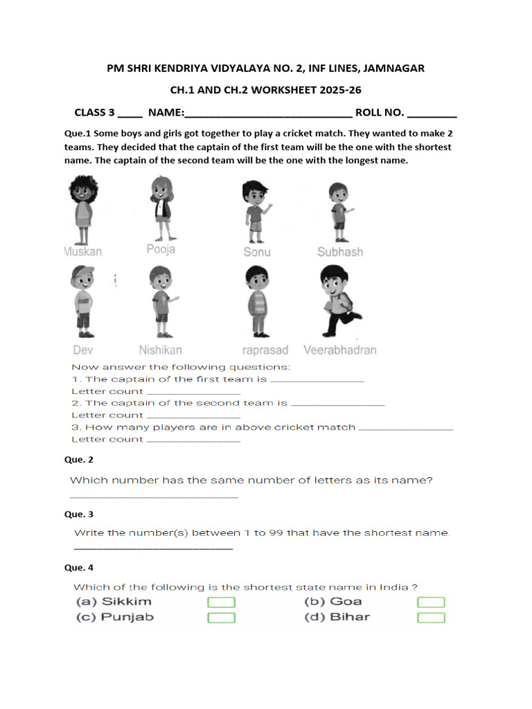 Class 3 Shapes and Angles Worksheet | PDF