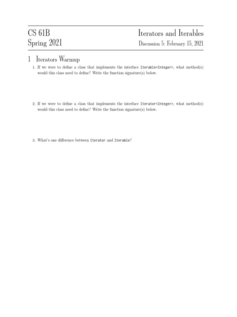 05.disc - Polymorphism, Iterators, and Iterables | PDF | Method (Computer Programming) | Systems ...