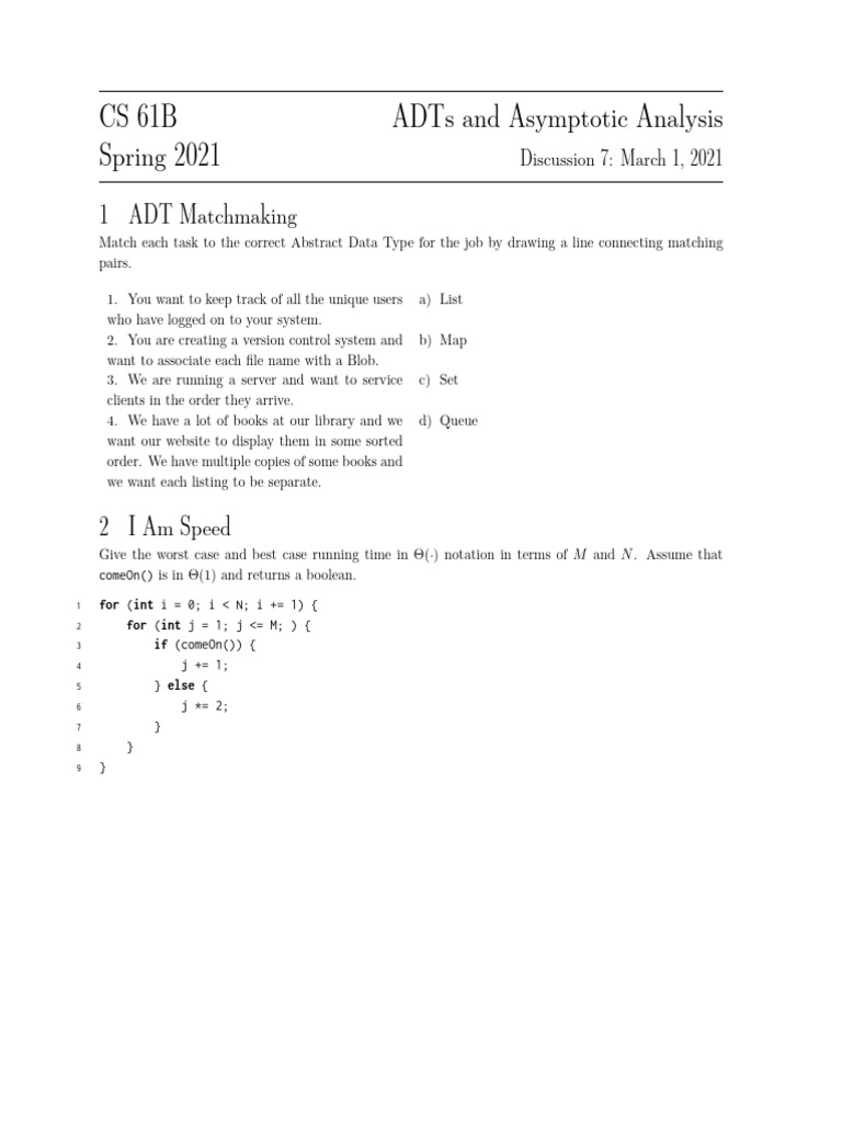 07.disc ADTs and Asymptotics II | PDF | Computer Data | Information Technology