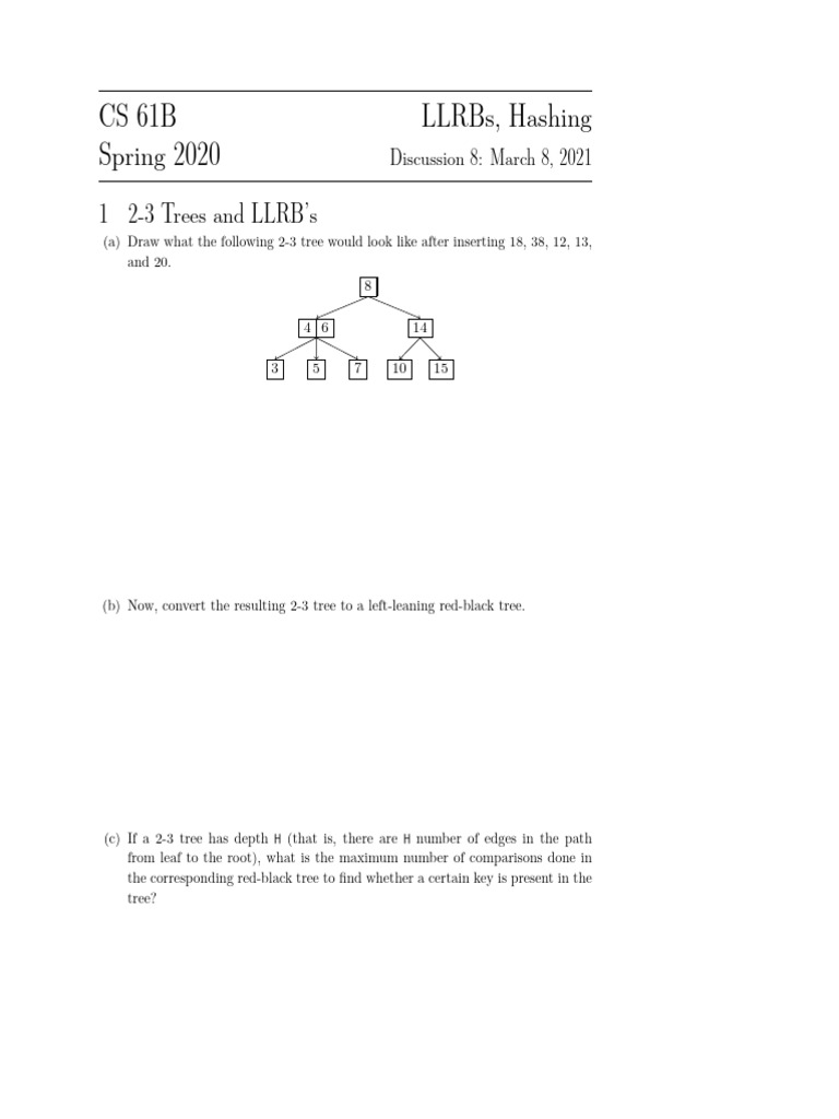 08.disc B-Trees, Red Black Trees, and Hashing | PDF | Computer Data | Algorithms