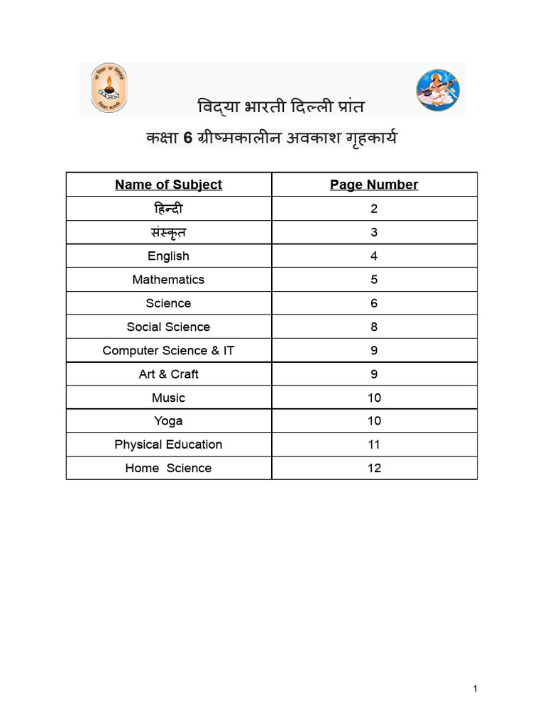 Class 6 Holiday Homework | PDF