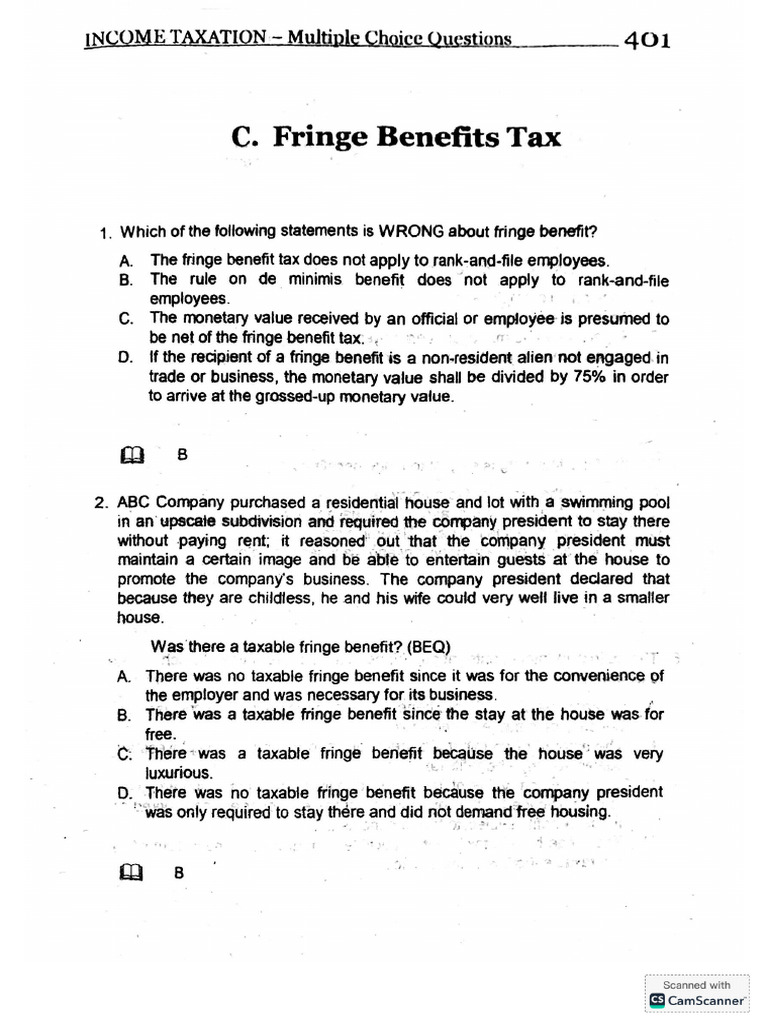 Fringe Benefits Tax | PDF