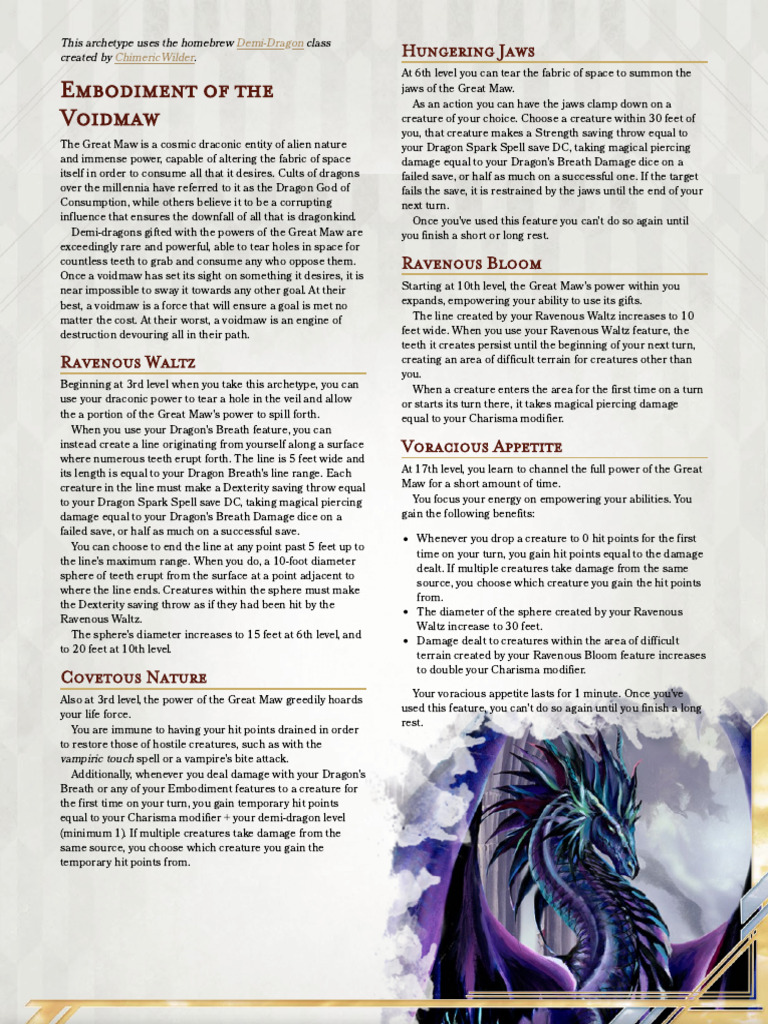 Demi-Dragon Archetype: Voidmaw Powers | PDF