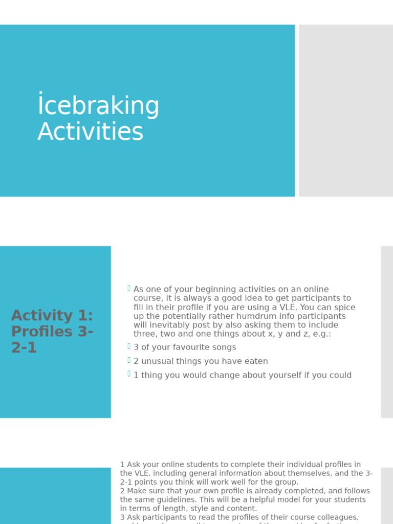 Engaging Icebreaker Activities Online | PDF | Online Chat | World Wide Web