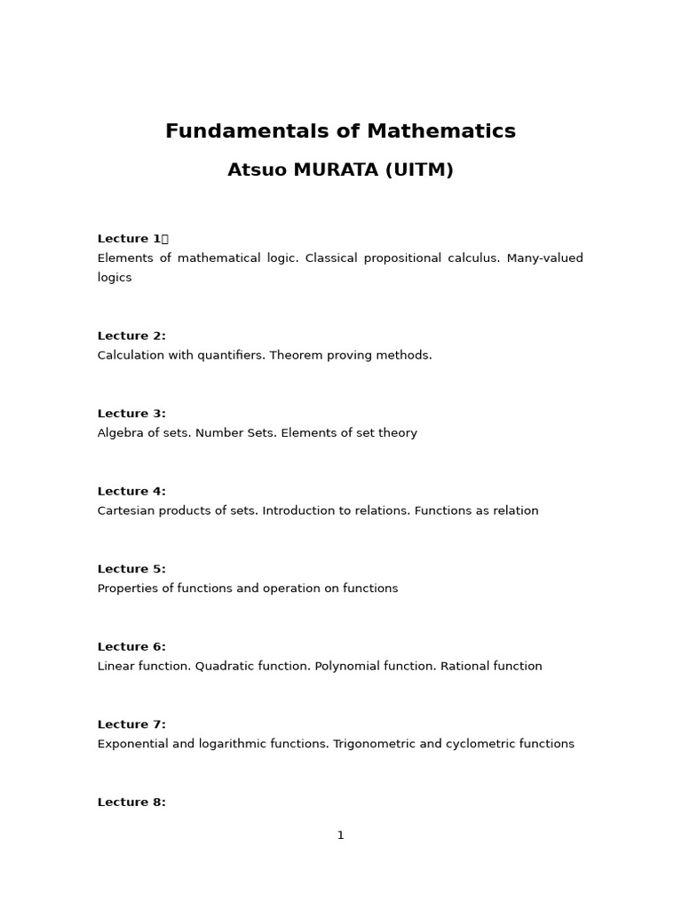 Student Textbook-Fundamentals of Mathematics | PDF | Function ...
