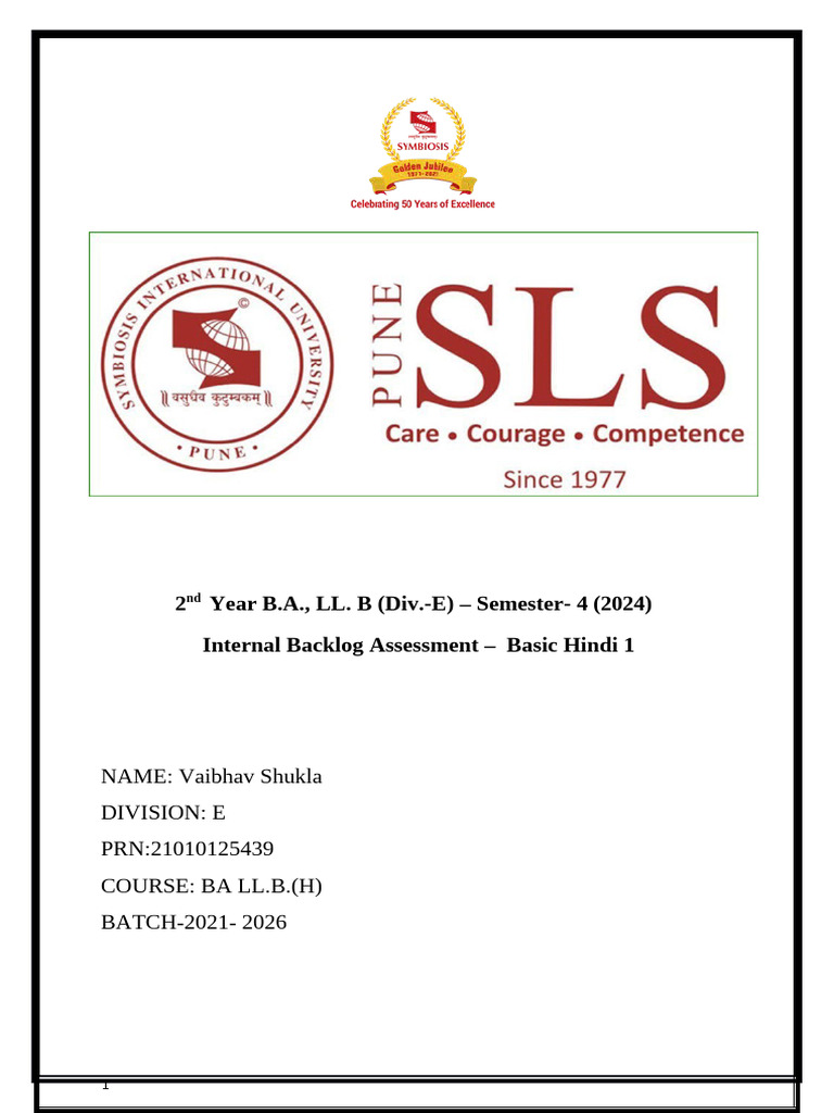 Vaibhav - Basic Hindi 1 | PDF