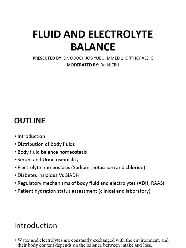 Electrolyte and Fluid Balance Overview | PDF | Homeostasis | Electrolyte