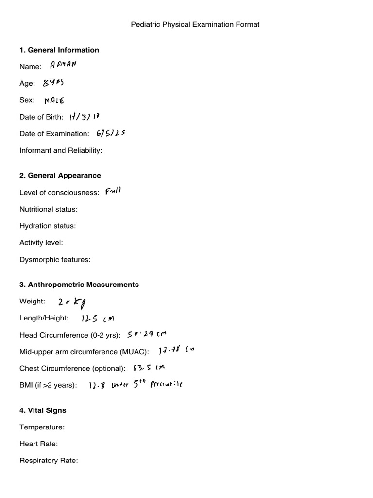 Pediatric Physical Examination Guide | PDF | Respiratory System ...
