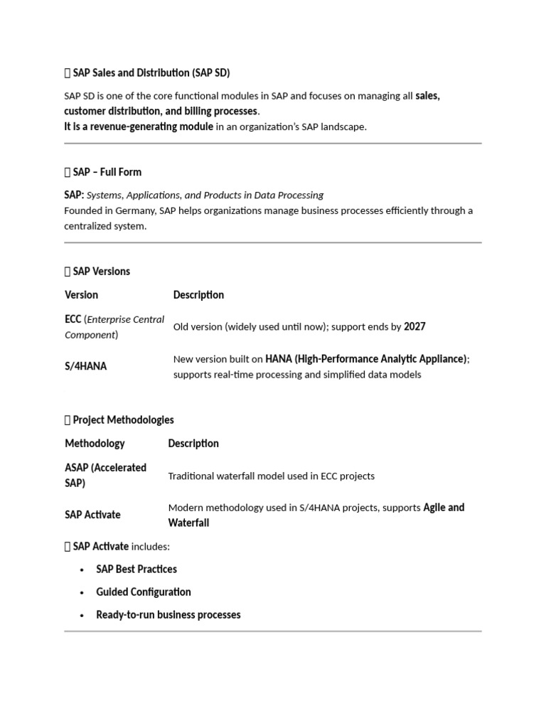 SAP Sales and Distribution Overview | PDF | Invoice | Graphical User ...