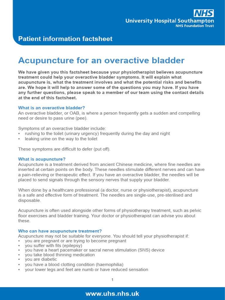Acupuncture for Overactive Bladder Relief | PDF | Acupuncture | Medical ...