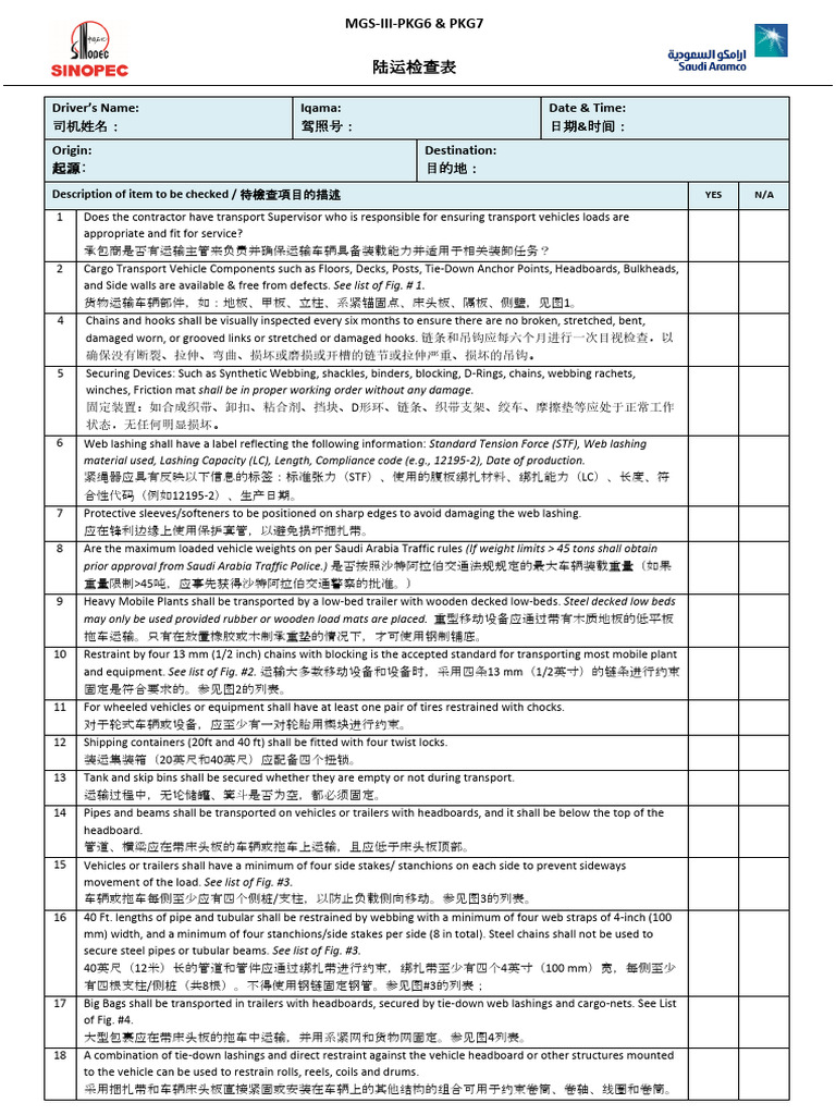 Land Cargo Transport Checklist | PDF | Cargo | Trailer (Vehicle)