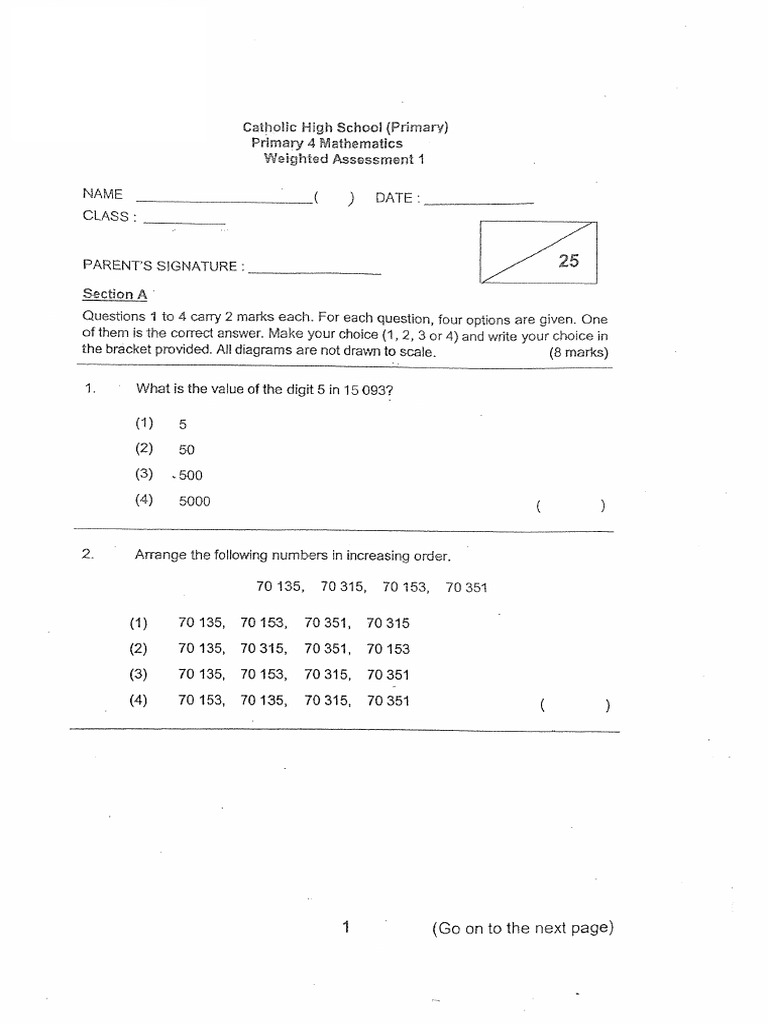 Primary 4 Math Assessment 2024 | PDF