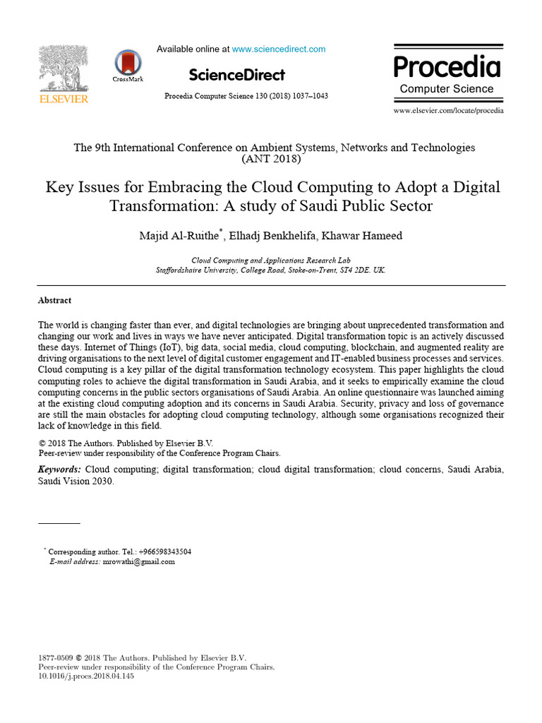 Paper Digital Transformations | PDF | Cloud Computing | Software As A ...