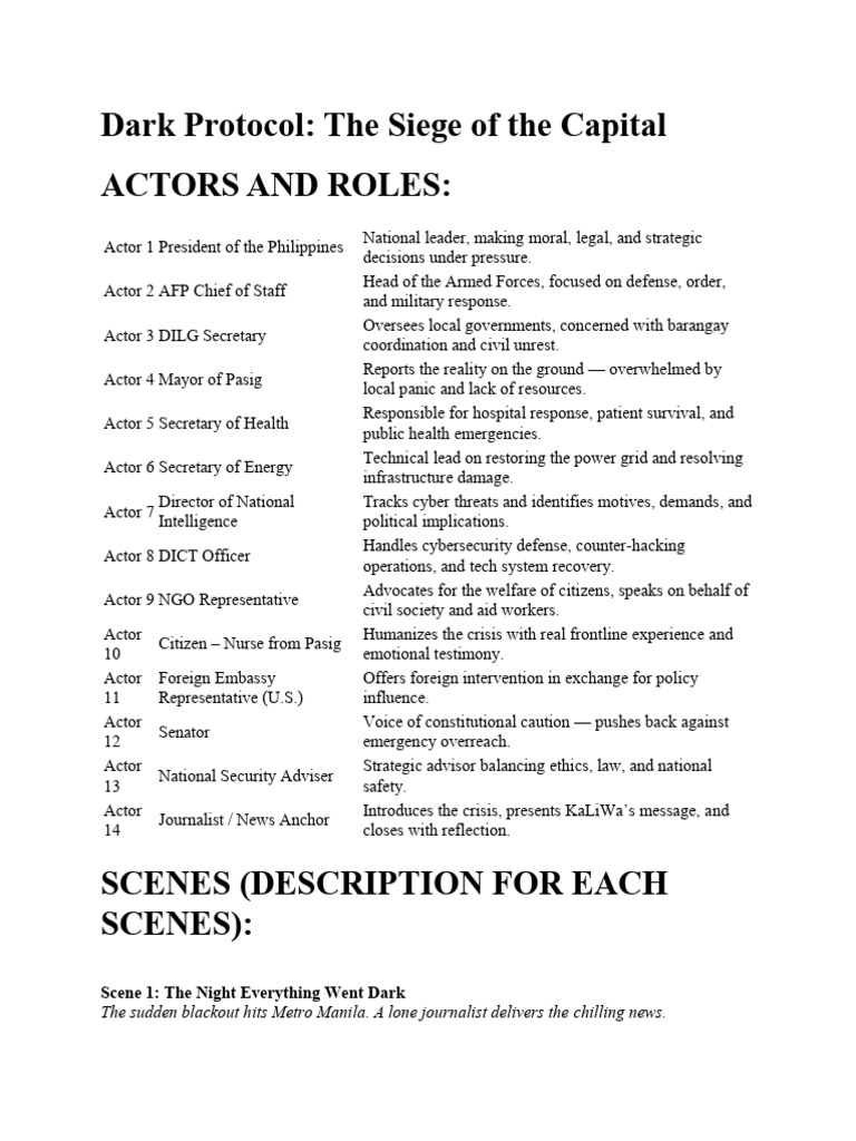 Dark Protocol The Siege of The Capital Script | PDF