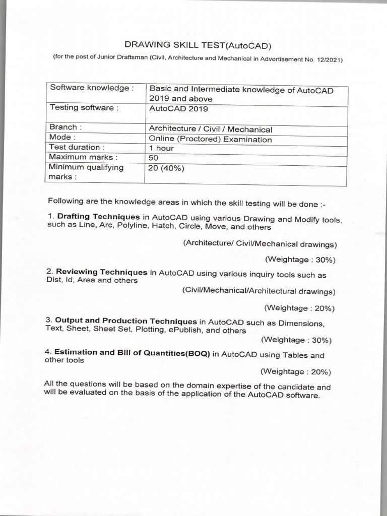 Syllabus Drawing Skill Test | PDF