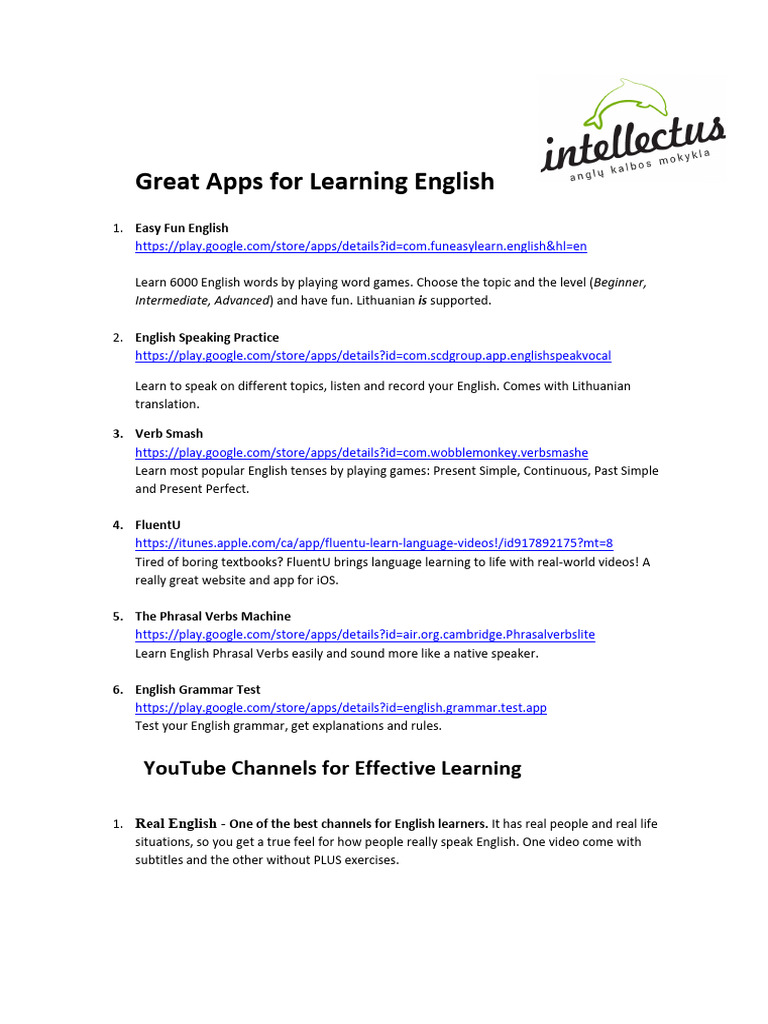 English Learning Apps | PDF