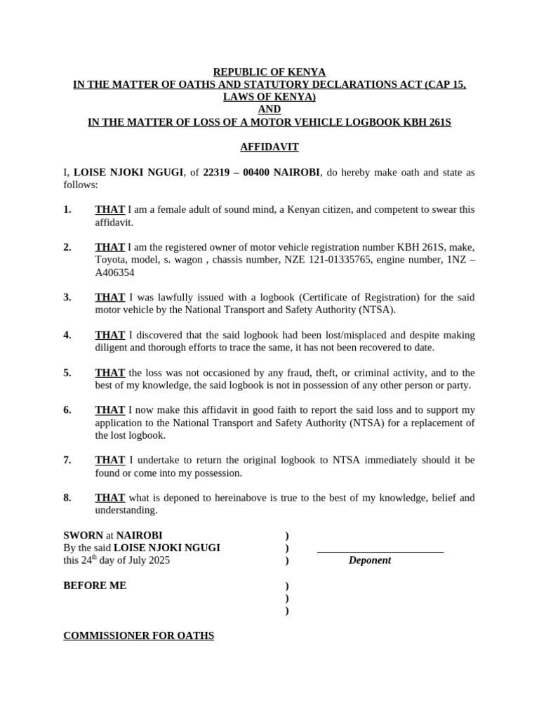Affidavit Ntsa | PDF