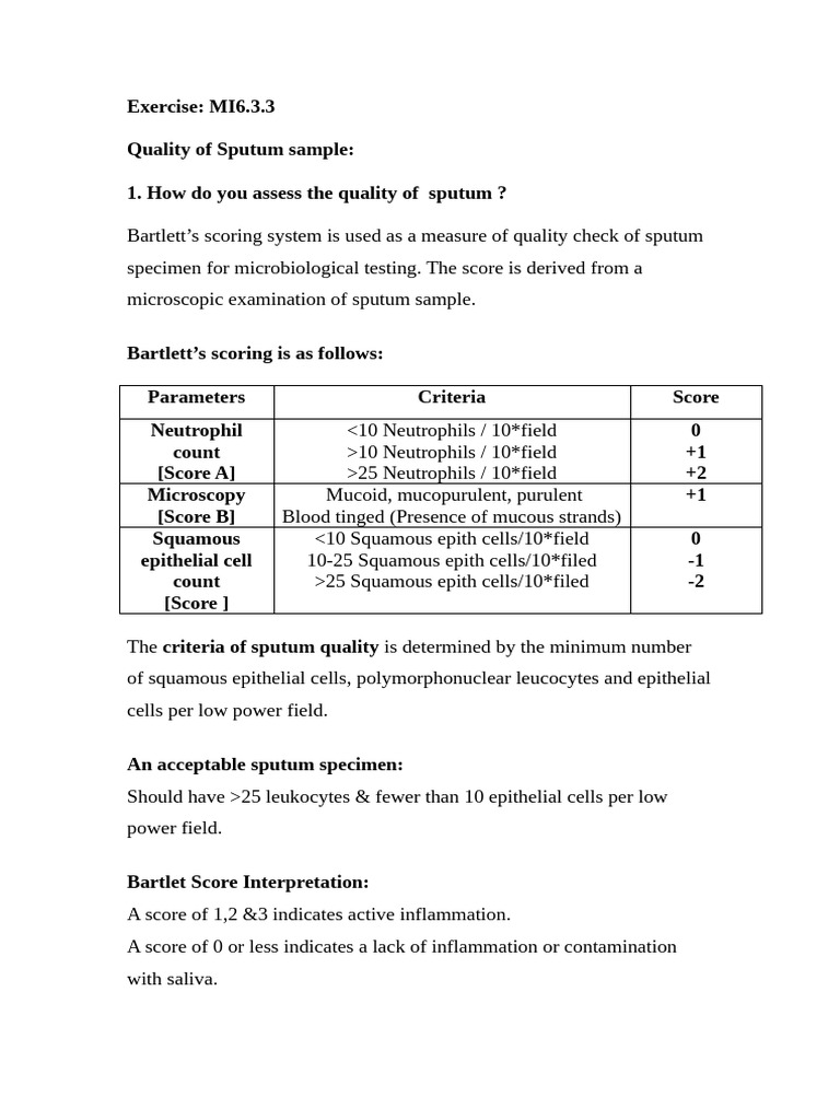 Quality of Sputum Sample | PDF