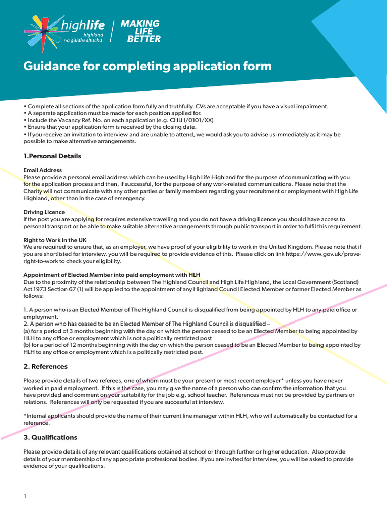 Guidance For Completing Application Form | PDF | Employment