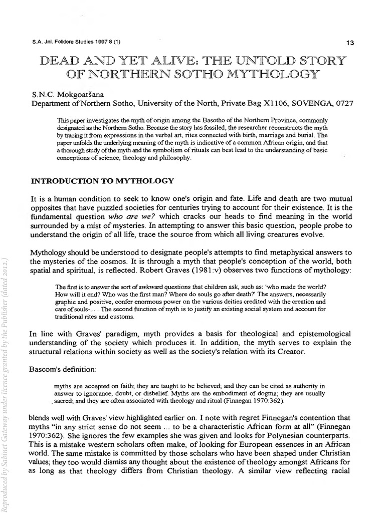 Mokgoatana Dead and Yet Alive The Untold Story of Northern Sotho ...