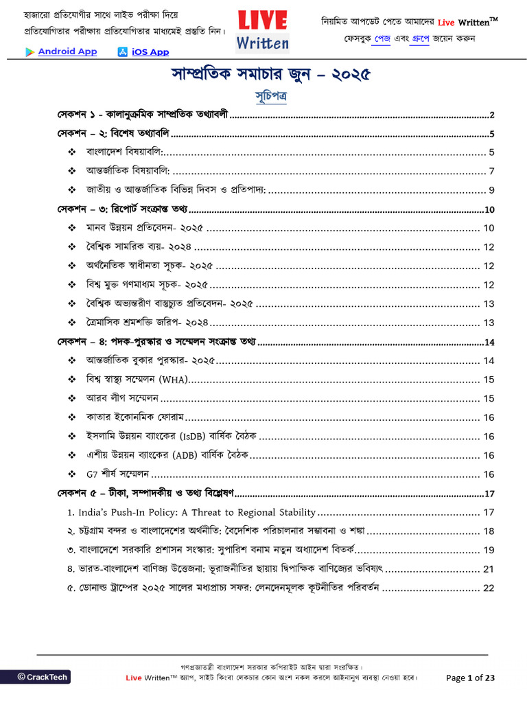 RECENT AFFAIRS - JUNE 2025 Written | PDF