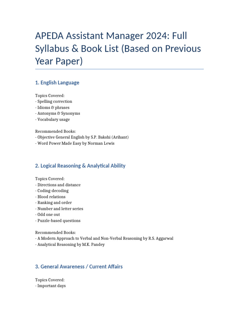 APEDA Syllabus and BookList | PDF | Agriculture | Biology