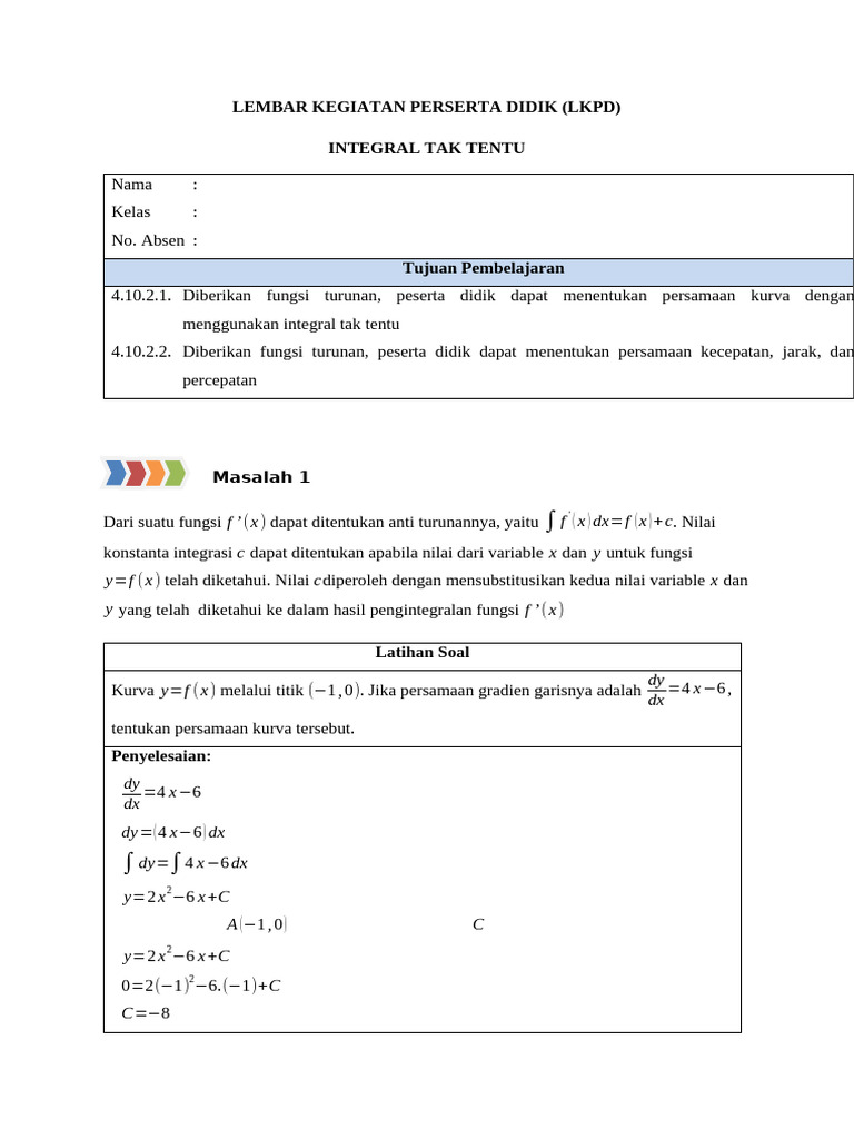 LKPD Pert 4 Integral | PDF