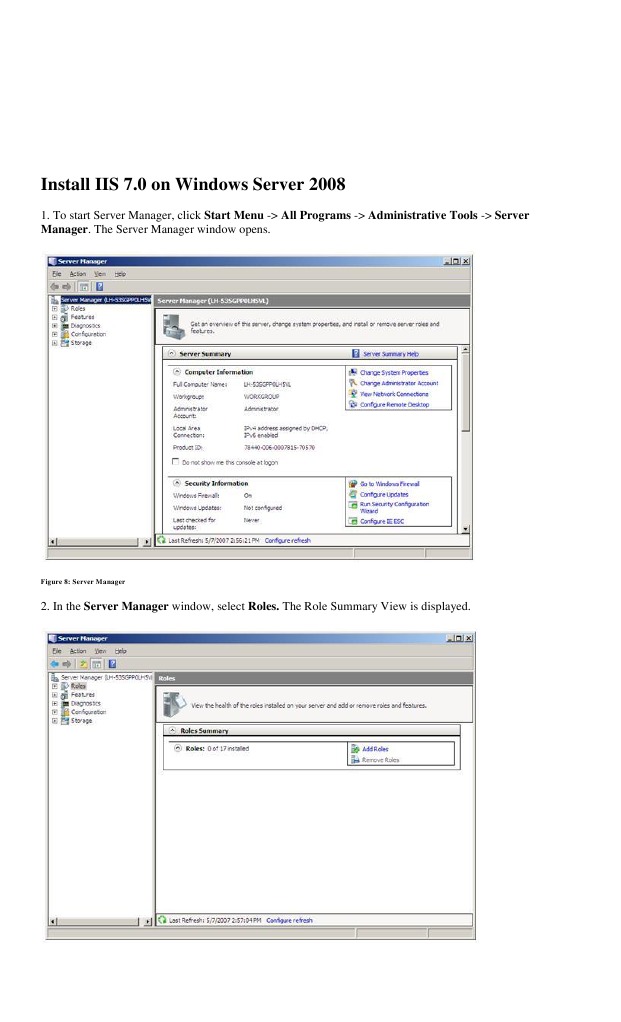 Install IIS 7 | PDF | Internet Information Services | Dialog Box