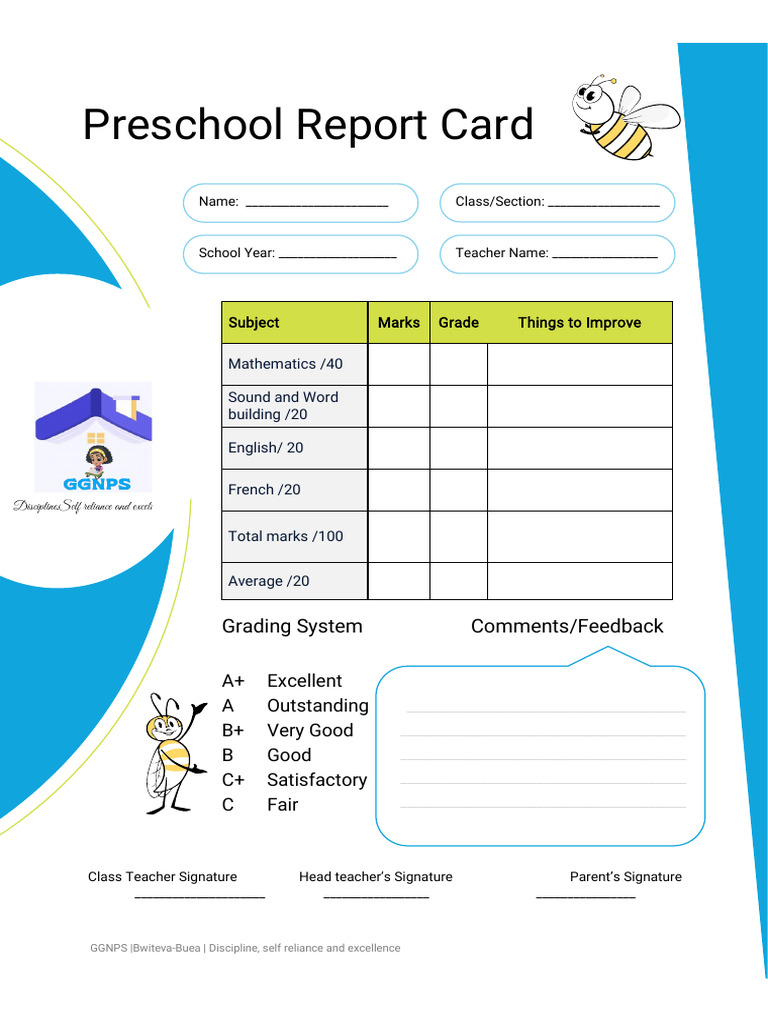 Preschool Report Card Template 20250720 180432 | PDF