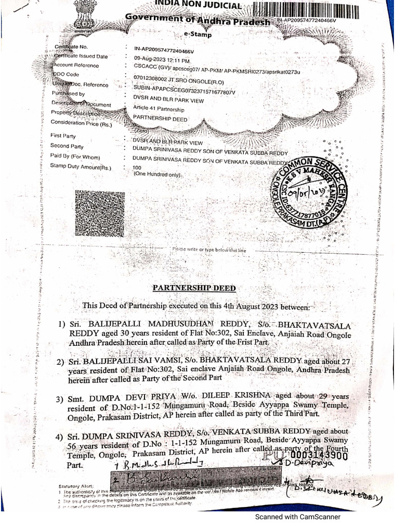 Partnership Deed | PDF