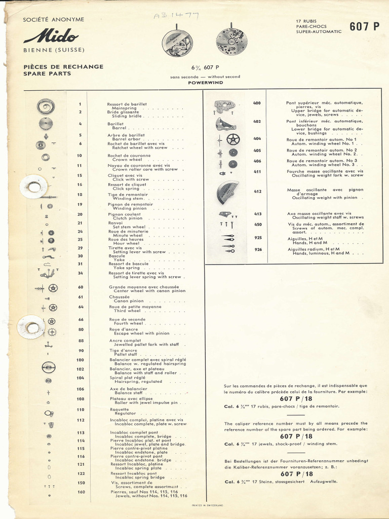Mido - Caliber 607P S - en - FR | PDF