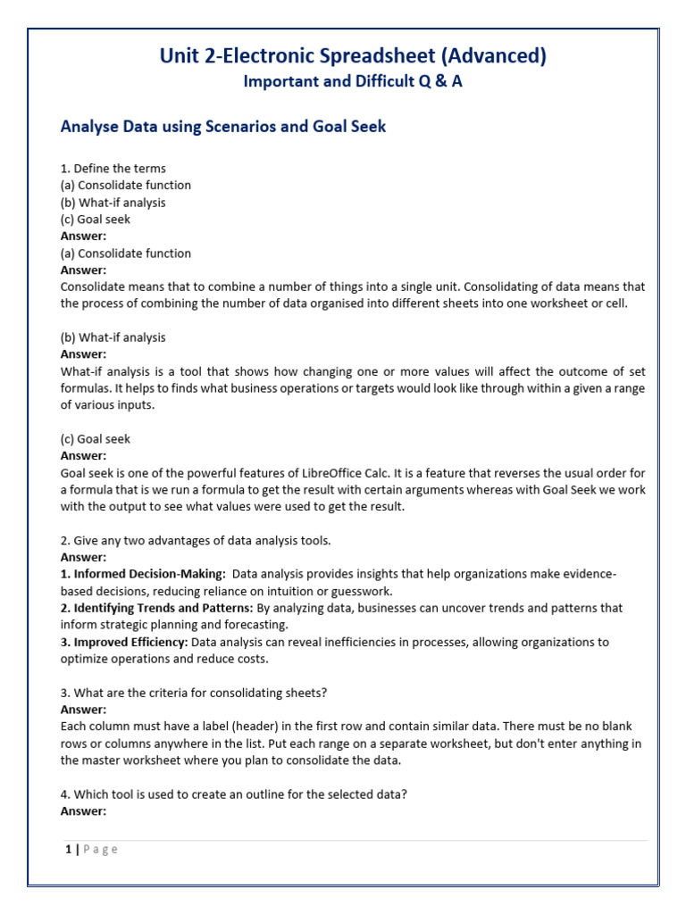 Unit 2-Electronic Spreadsheet Adv | PDF | Spreadsheet | Hyperlink