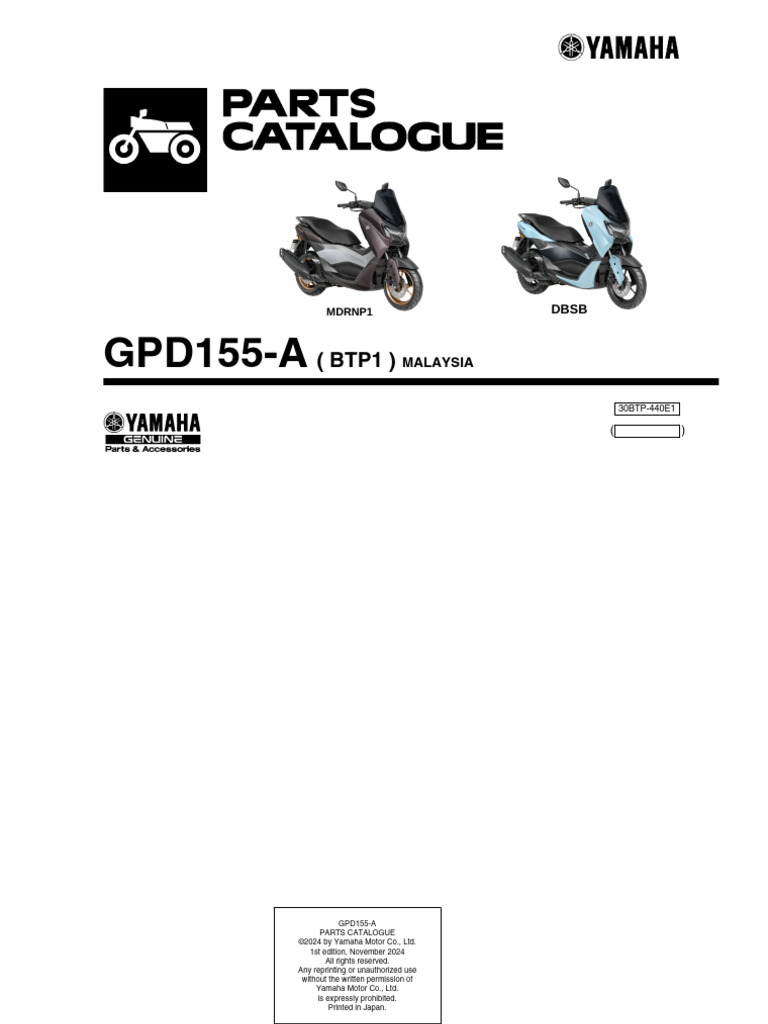 Yamaha NMAX 155 Parts Catalogue 2024 | PDF | Vehicle Parts | Mechanical ...