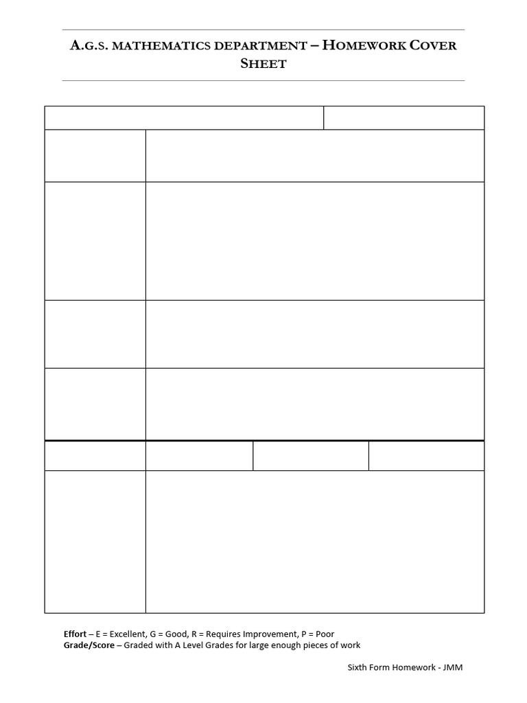 A Level Homework Cover Sheet | PDF
