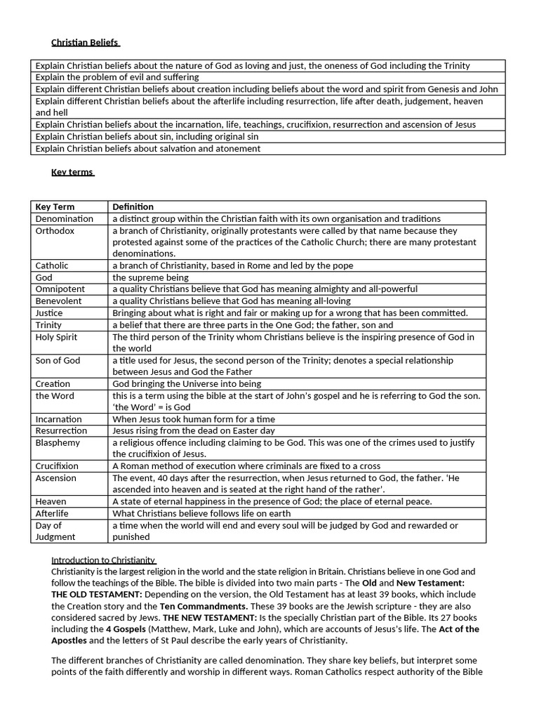 Yr 9 Christianity Revision Pack RC | PDF | Eucharist | Resurrection Of ...