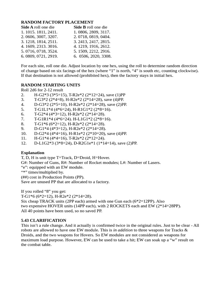 Random Factory Placement and Units Guide | PDF