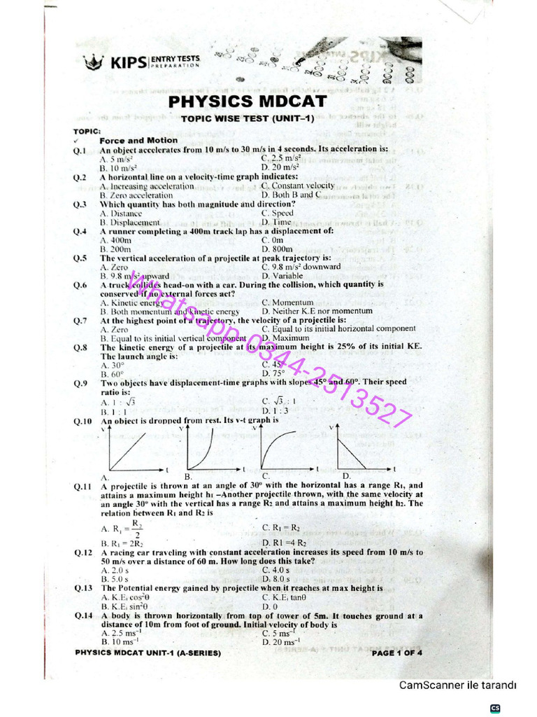 KIPS Phy Rawalpendi 2025 | PDF