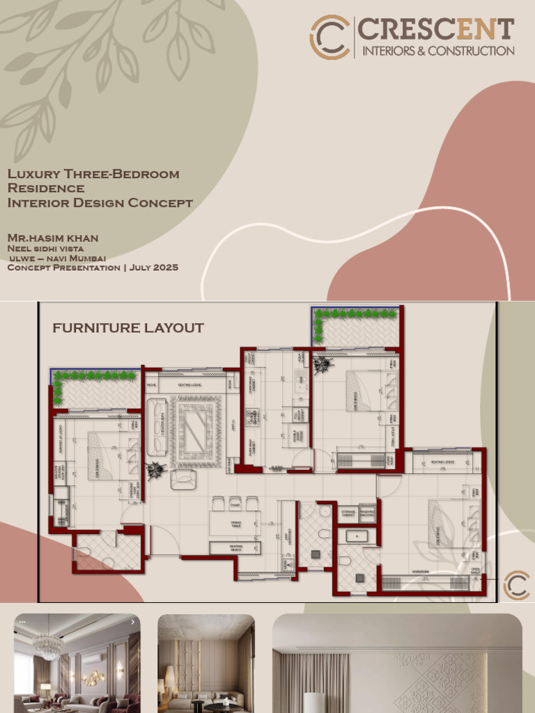 Luxury Three-Bedroom Residence - Interior Design Concept | PDF