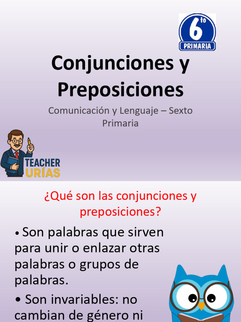 Conjunciones y Preposiciones SextoPrimaria | PDF