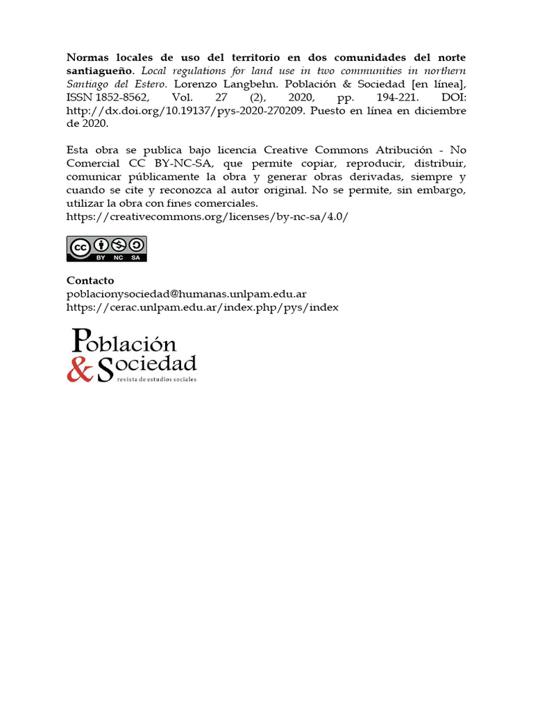 Langbehn - 2020 Uso Del Territorio en Dos Comunidades P&S | PDF | Vacas ...