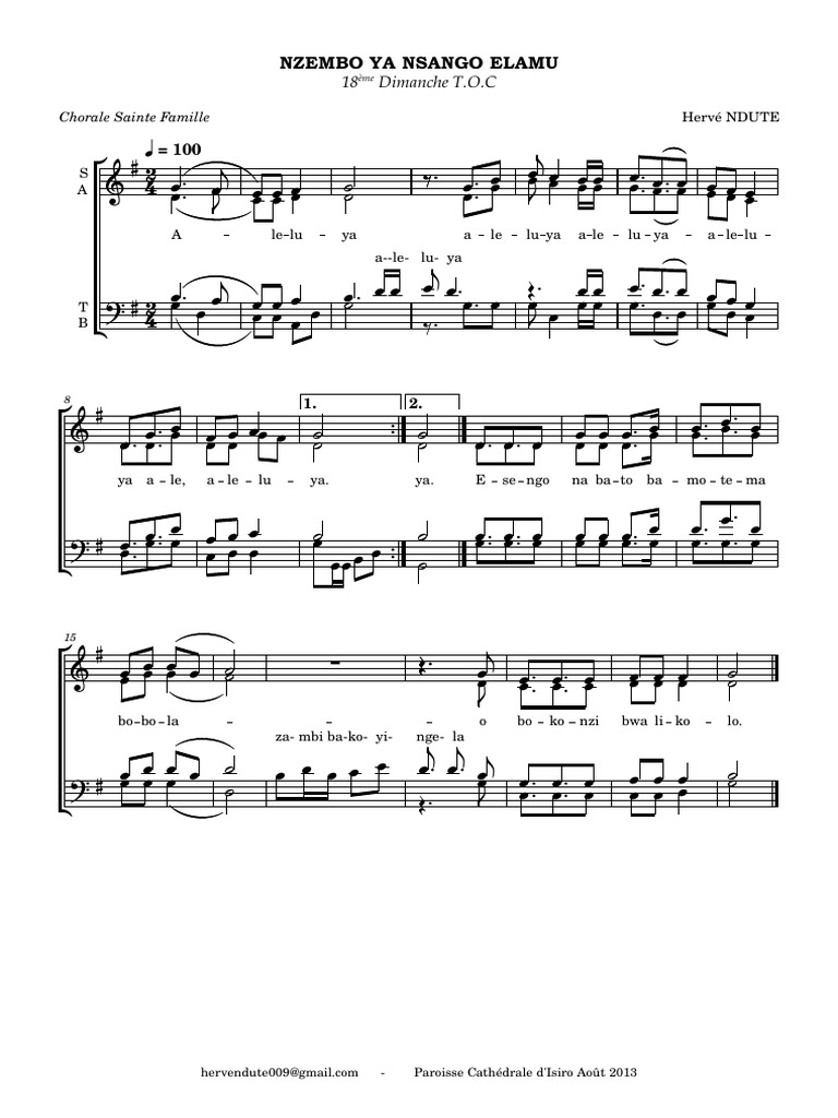 NZEMBO - YA - NSANGO - ELAMU 18è Dimanche T.OC | PDF