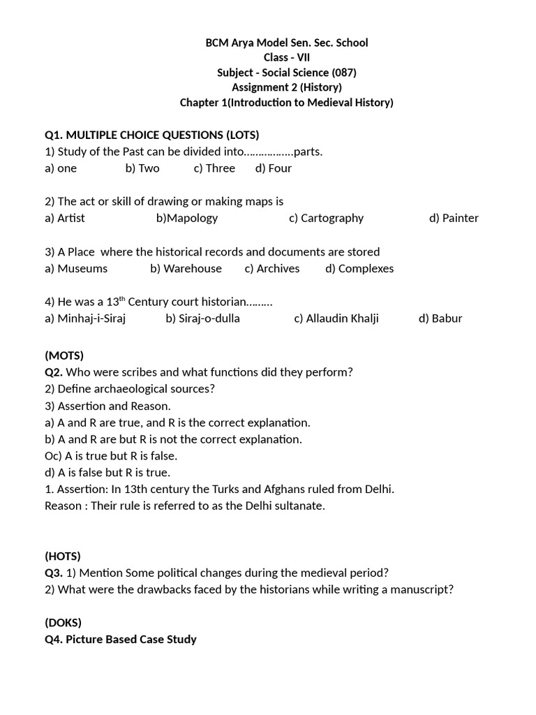 632-C-5914-Class 7th Assignment No 2 History | PDF