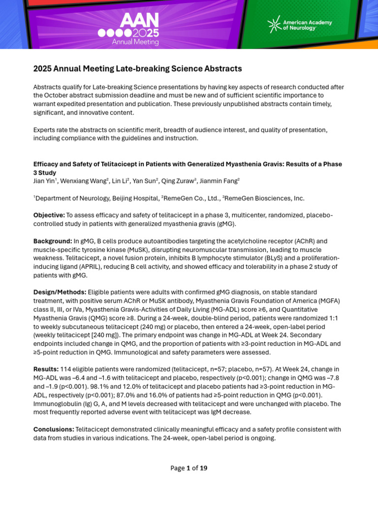 2025 Late Breaking Science Abstracts | PDF | Diseases And Disorders ...