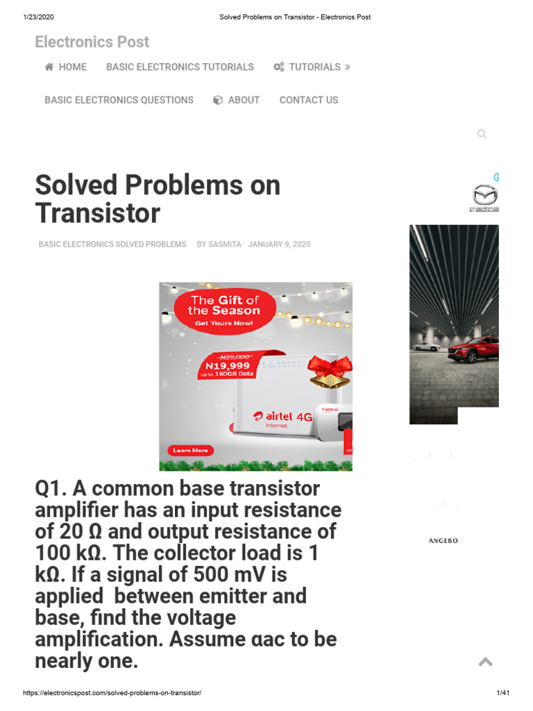 Solved Transistor Problems Guide | PDF | Transistor | Electronic Circuits