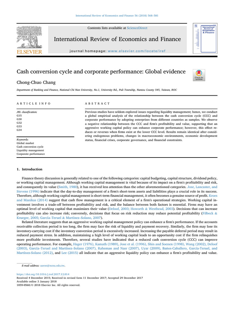 Cash Conversion Cycle and Firm Performance | PDF | Book Value | Median