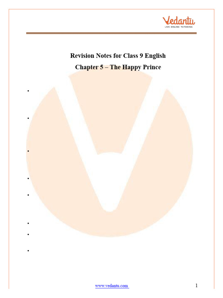 Class 9 CBSE English Chapter 5 - The Happy Prince Summary and Notes PDF ...
