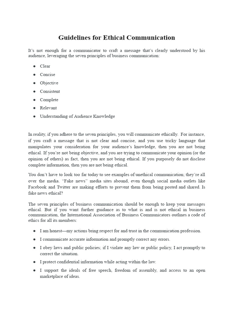 Lect 5 - Guidelines For Ethical Communication | PDF | Communication | Human Communication