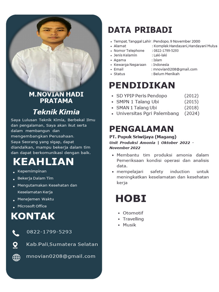 M.novian Hadi Pratama - CV 2025 Dan Berkas Lainya | PDF