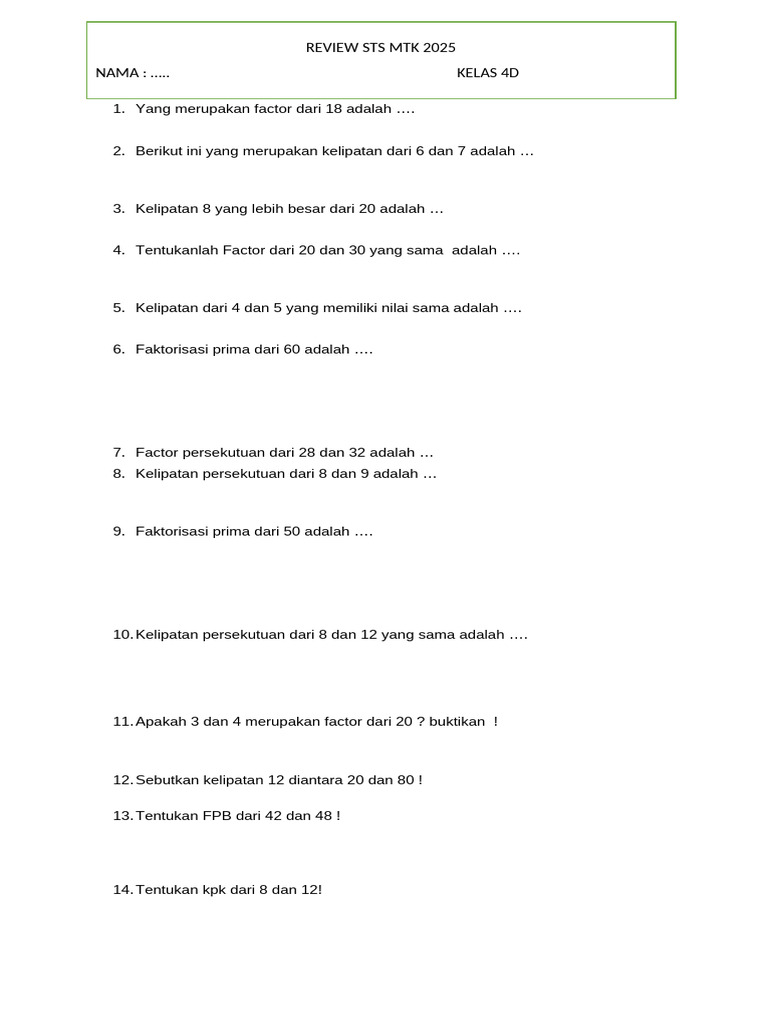 Review Sts 2025 | PDF