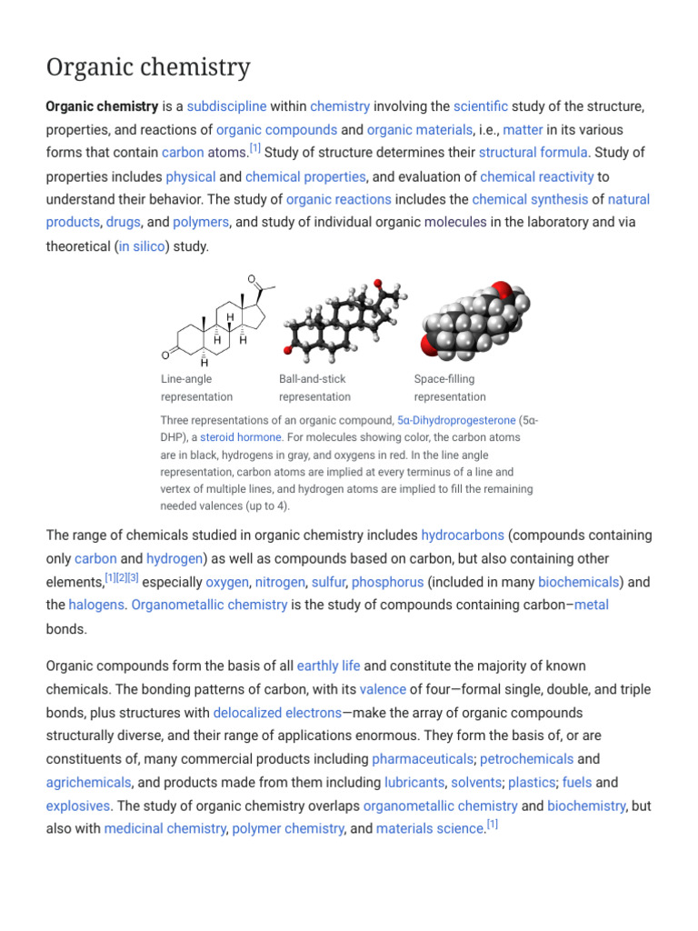 Organic Chemistry - Wikipedia | PDF | Organic Chemistry | Chemistry